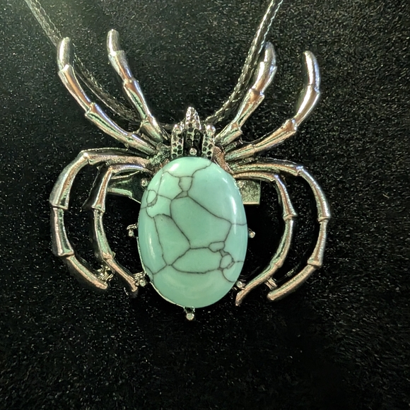 No name | Jewelry | 7 Inch Silver Spider Pendant With Turquoise Stone ...